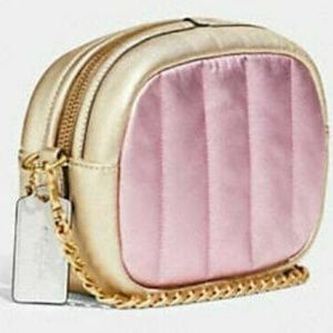 Bags | Coach Small Quilted Leather Camera Crossbody Bag Metallic Pink ...